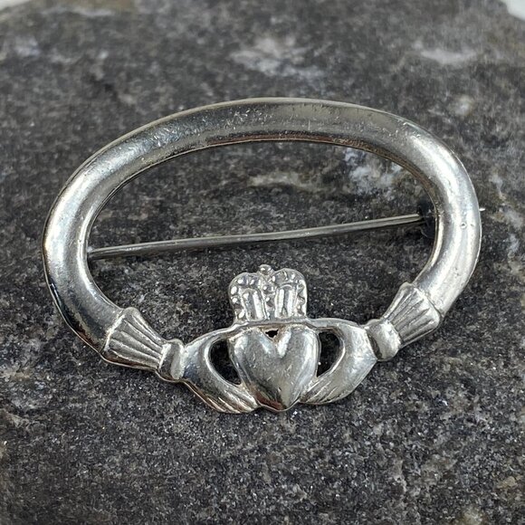 Jewelry | Sterling Silver Irish Claddagh Brooch | Poshmark